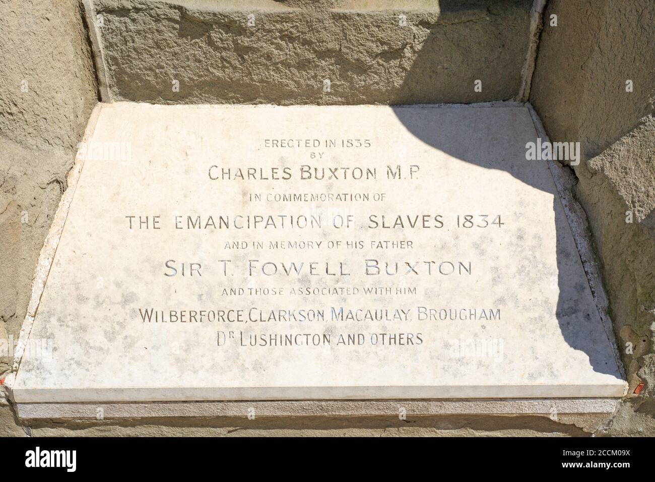 Emancipation of slaves plaque, London, 2020. A memorial plaque ...