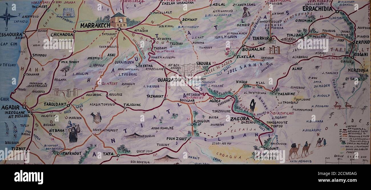 Vintage and Hand draw map of South Morocco Stock Photo - Alamy Vintage and Hand draw map of South Morocco Stock Photo - Alamy