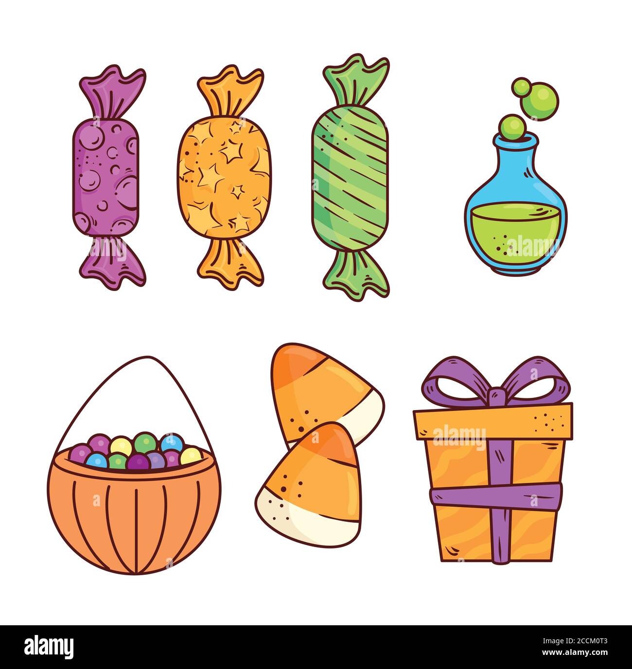 set of candies and gift box on white background Stock Vector Image ...