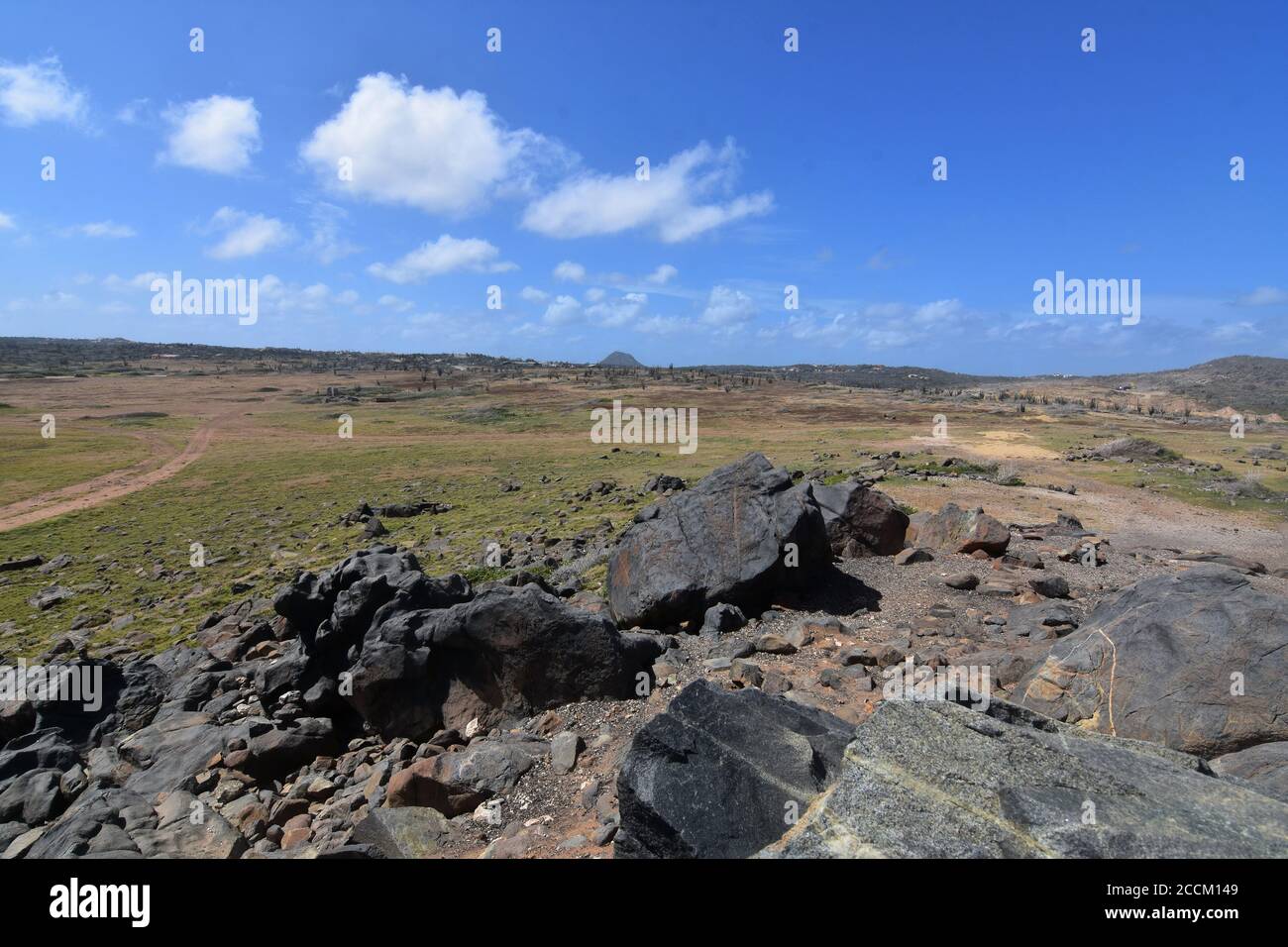 Arid dry Aruban landscape with rock formations Stock Photo - Alamy