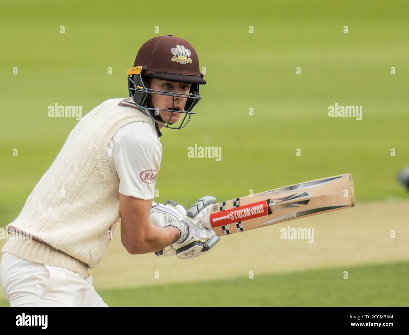 London, UK. 23 August, 2020. Jamie Smith batting for Surrey against ...