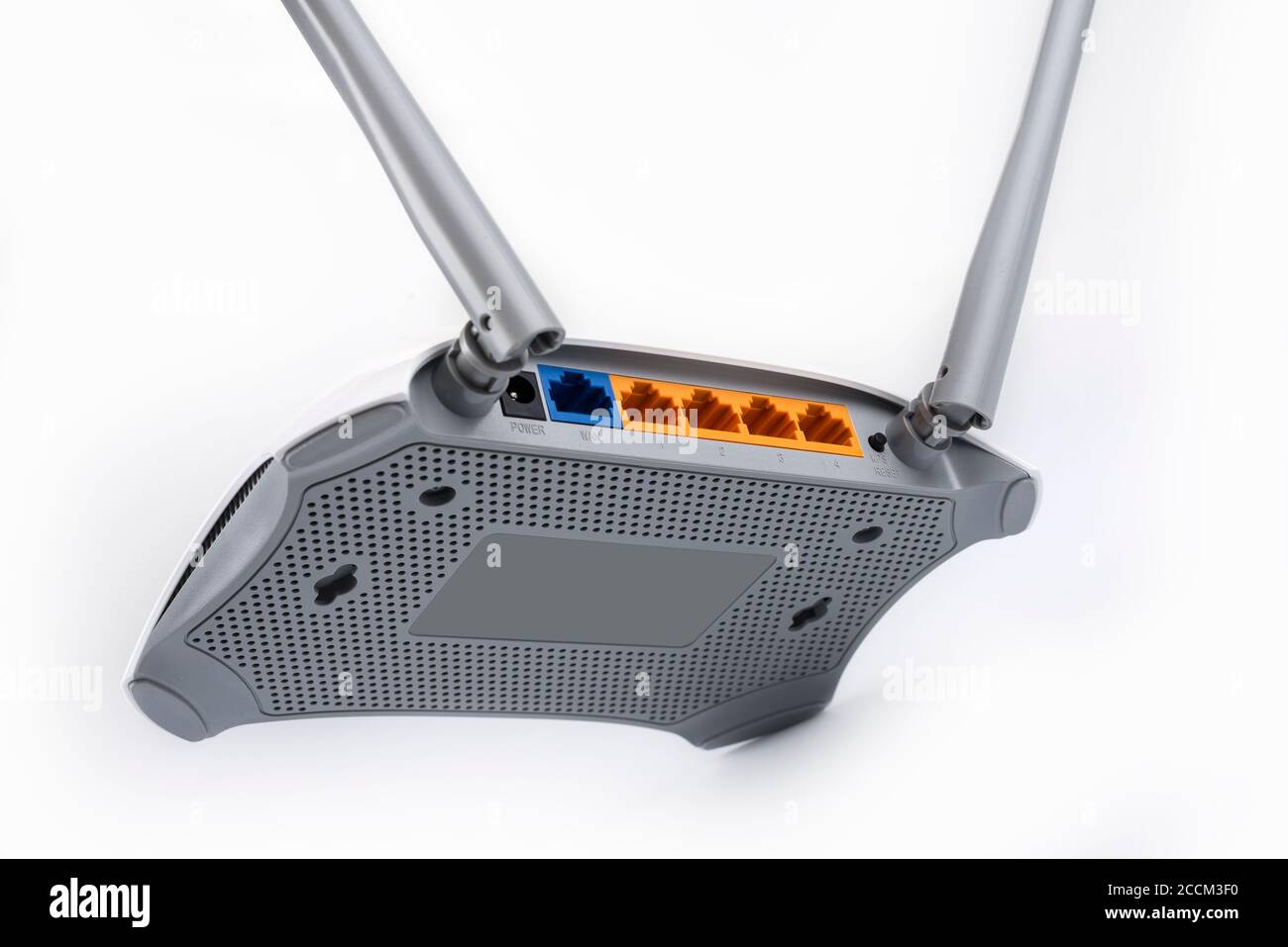 New modern router on a white background Stock Photo - Alamy