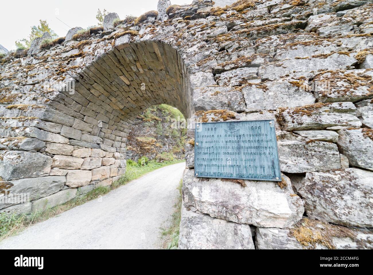 GEIRANGER, NORWAY - 2016 JUNE 13. Knuten bridge architecture in ...