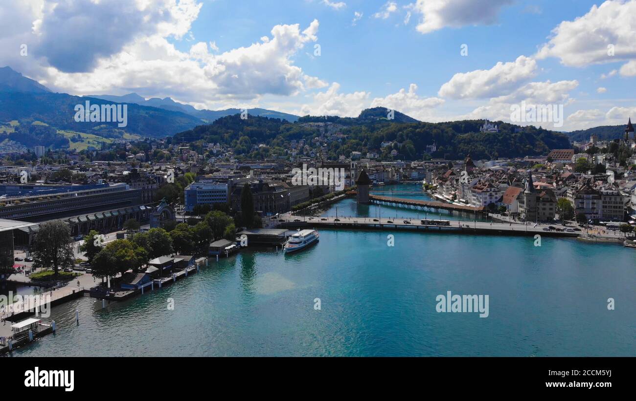 City of Lucerne Switzerland and Lake Lucerne - aerial view Stock Photo ...