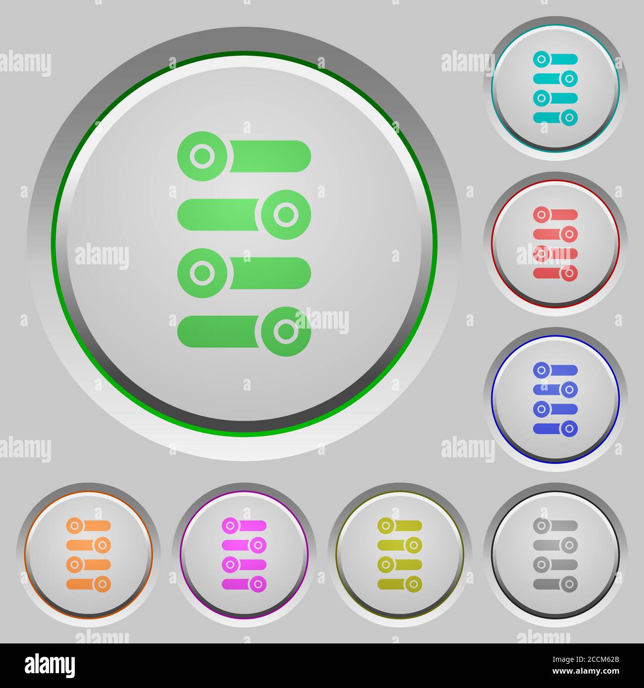 Fine tune color icons on sunk push buttons Stock Vector Image & Art - Alamy