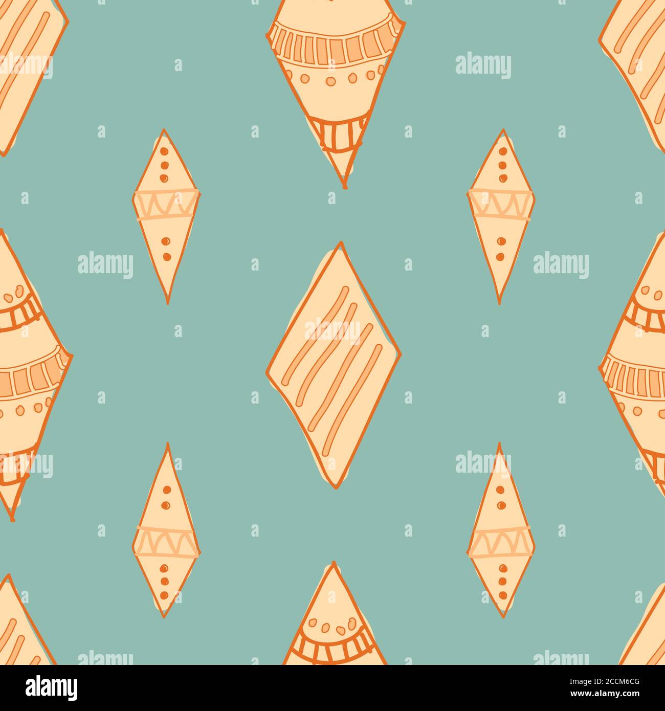 Pattern Filled Diamond shape Seamless pattern Vector hand drawn doodle ...