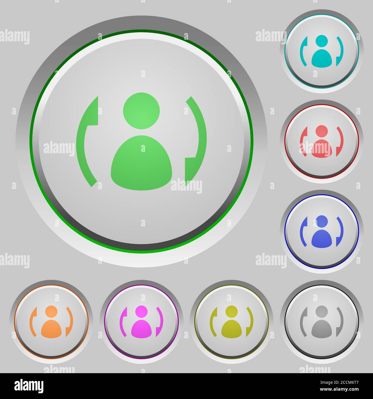 Syncronize contacts color icons on sunk push buttons Stock Vector Image & Art - Alamy