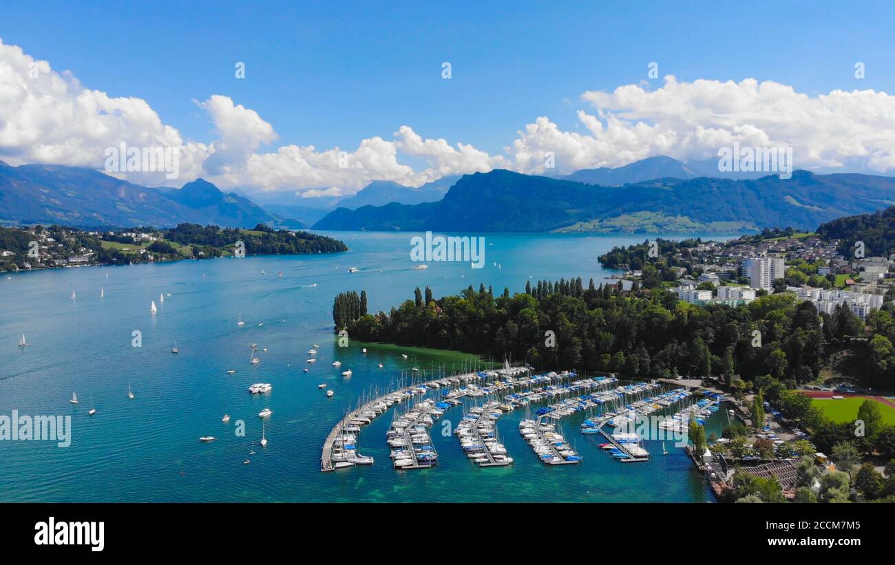City of Lucerne Switzerland and Lake Lucerne - aerial view Stock Photo ...