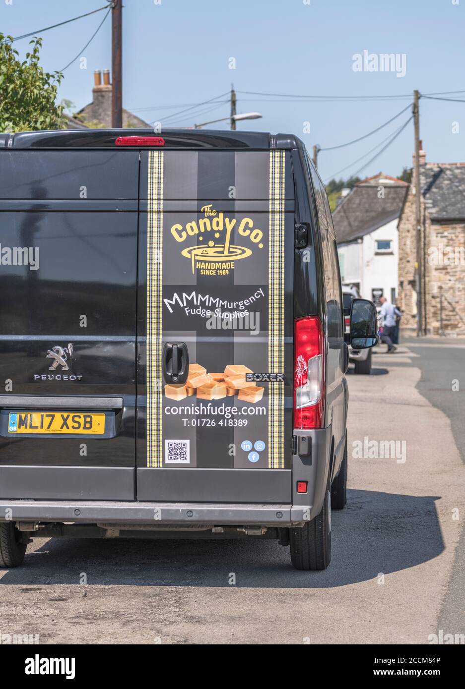 Parked Peugeot delivery van belonging to Cornwall sweet manufacturer ...