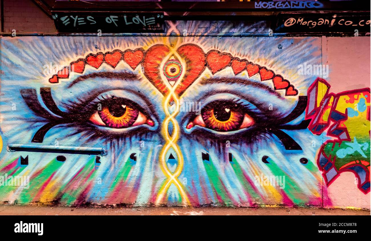 Eyes in Graffiti Tunnel at Waterloo Station London UK Stock Photo - Alamy