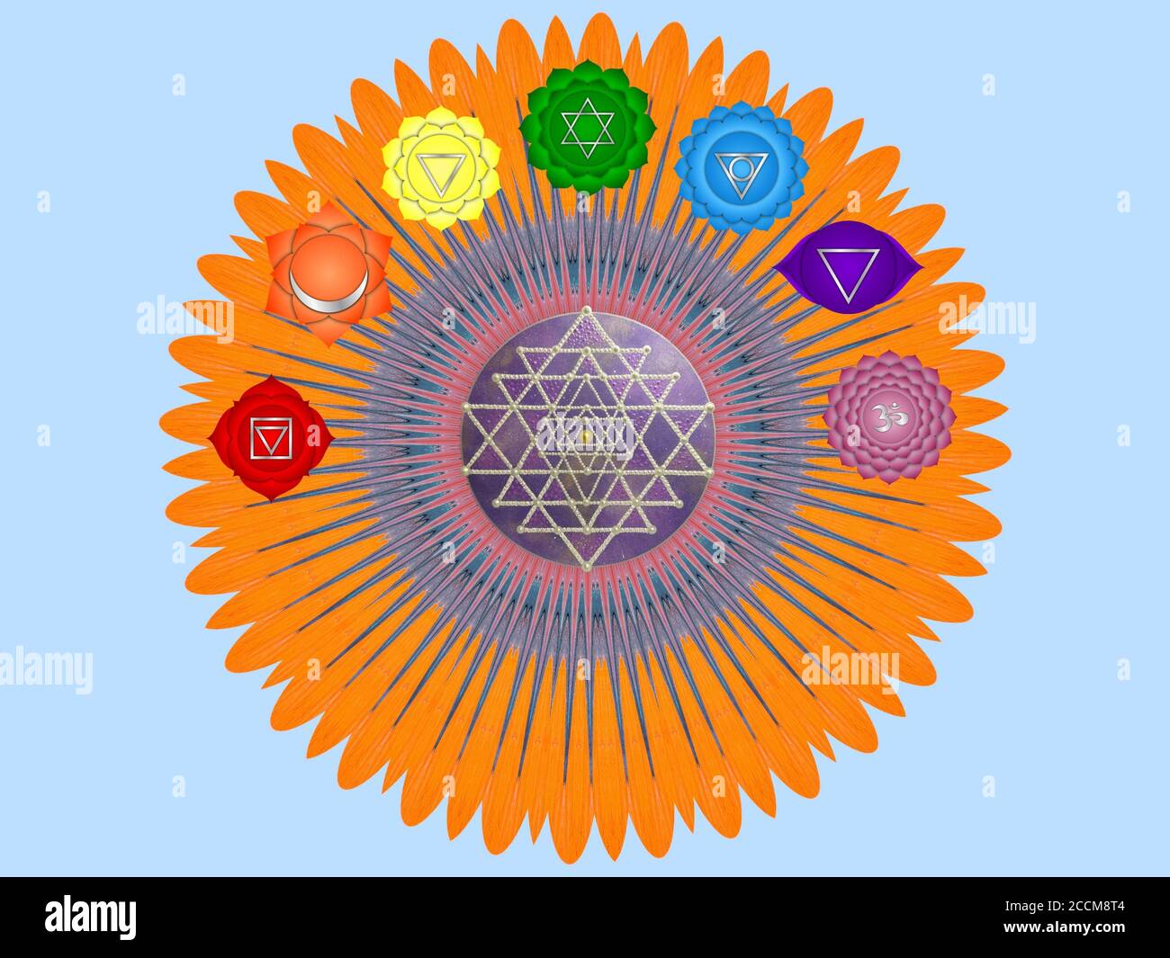 Spiritual background for meditation with chakras and sacred geometry in ...
