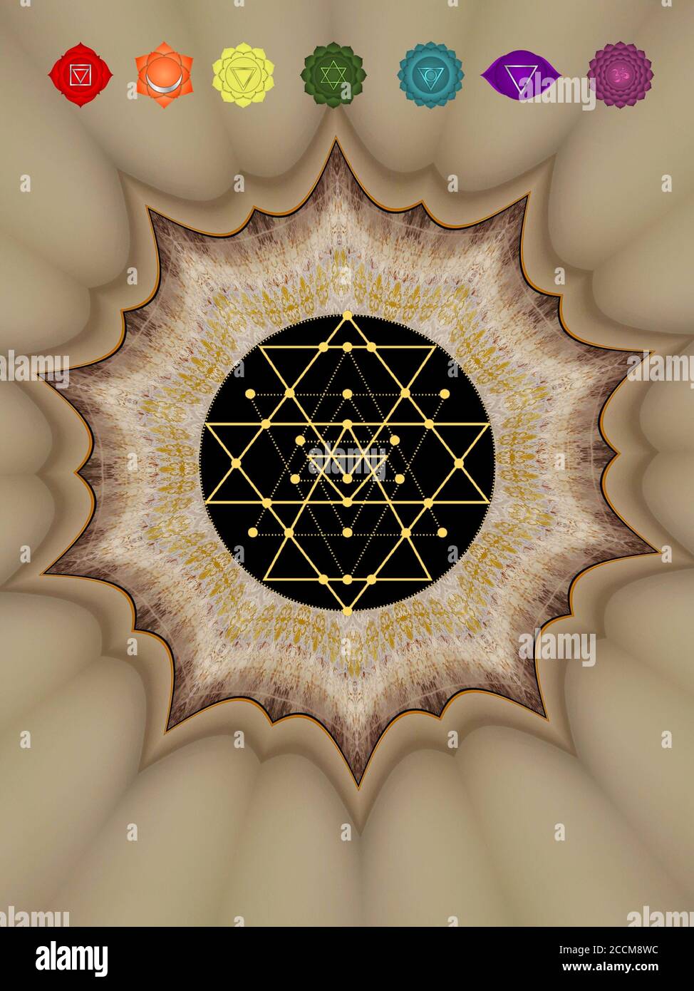 Spiritual background for meditation with chakras and sacred geometry in ...