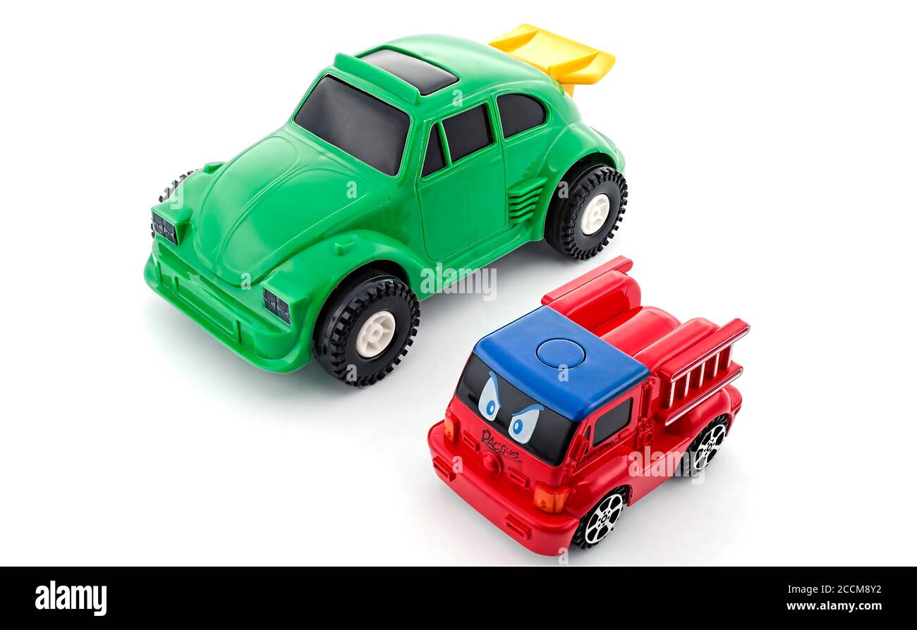 Color toy car. Isolated on white background Stock Photo - Alamy