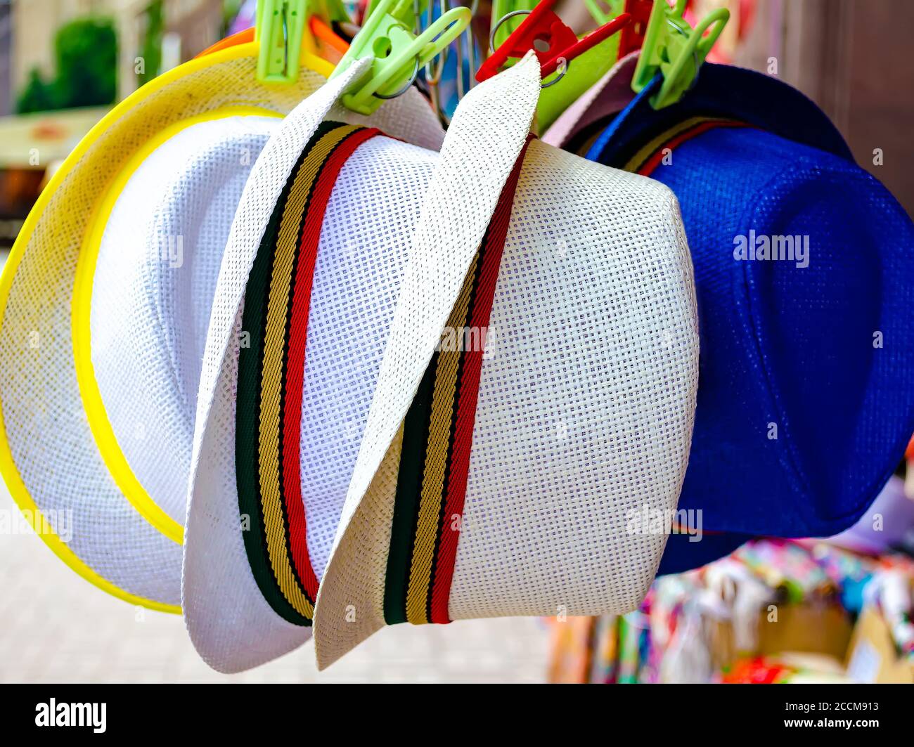 Colorful summer hats on sale Stock Photo - Alamy