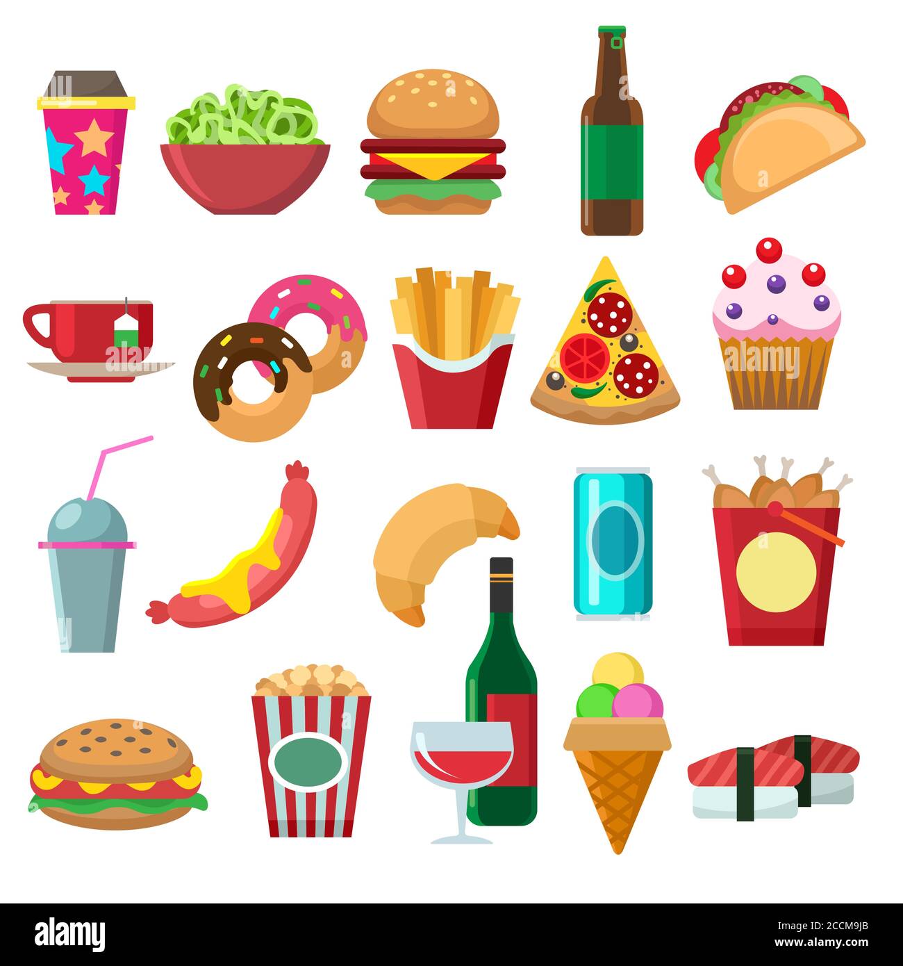Fast food flat icons set Stock Vector Image & Art - Alamy