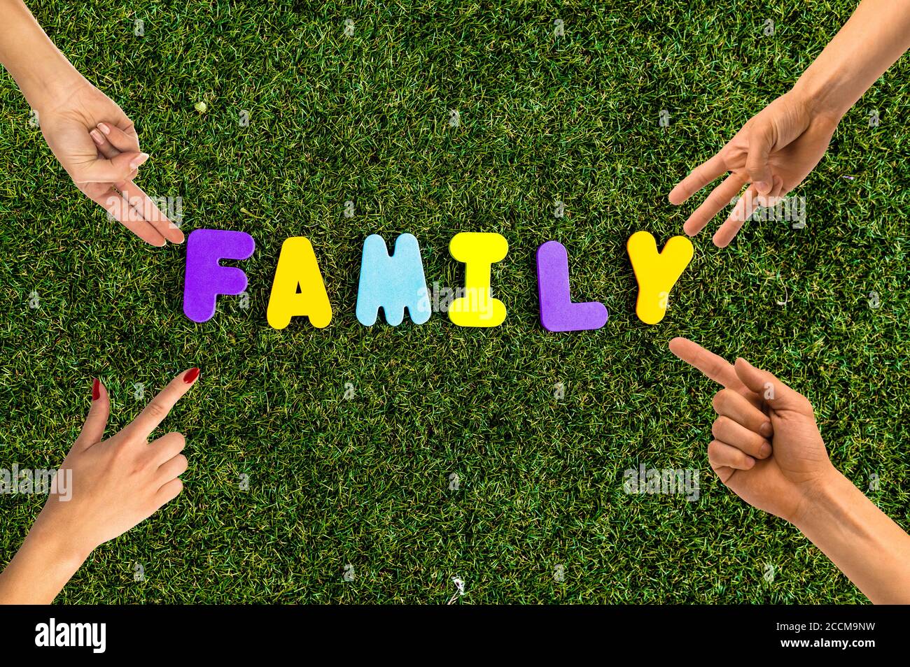 The word "Family" written with alphabet puzzle letters isolated on ...