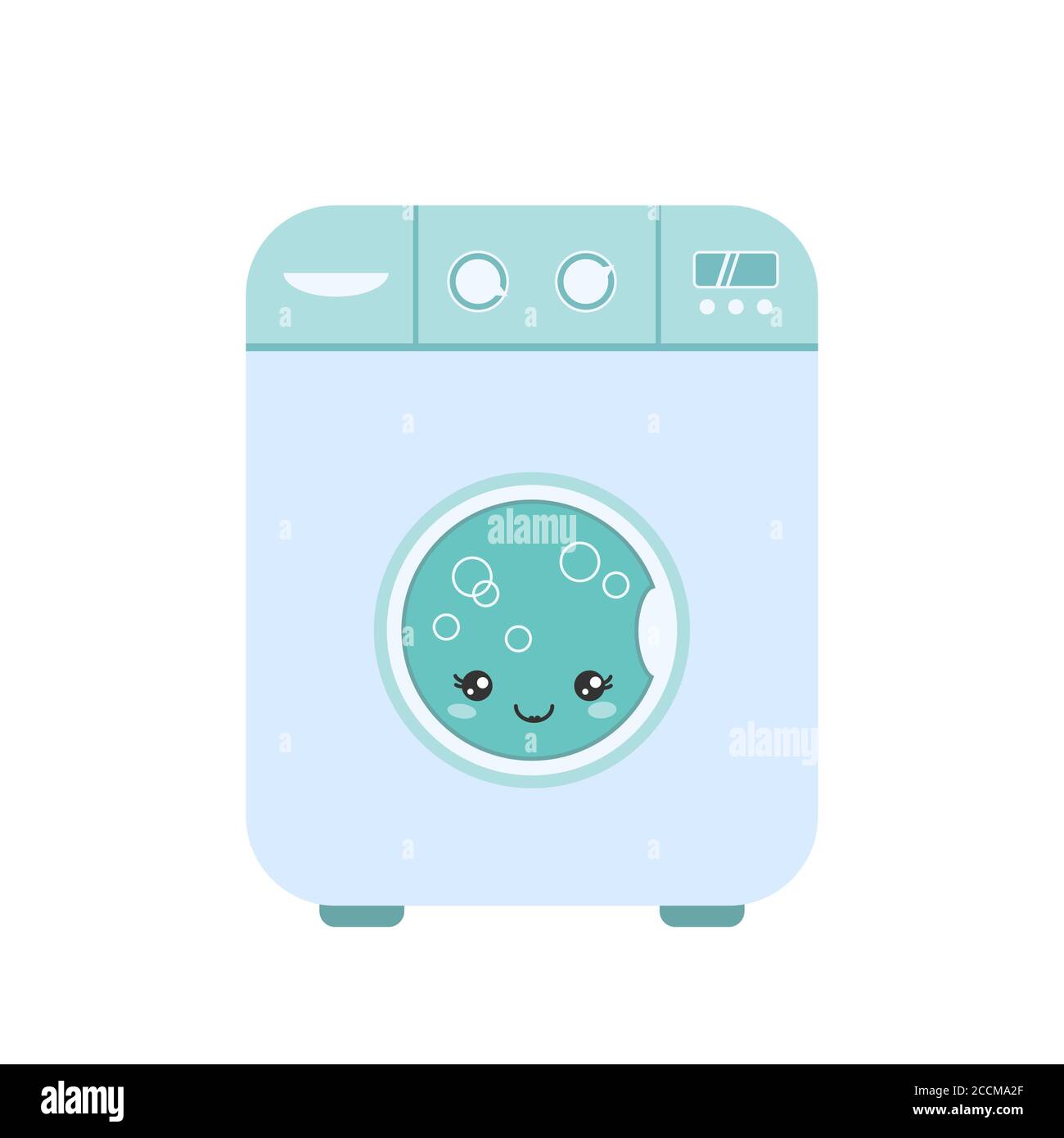 Washing machine in kawaii style isolated on white background. Vector ...