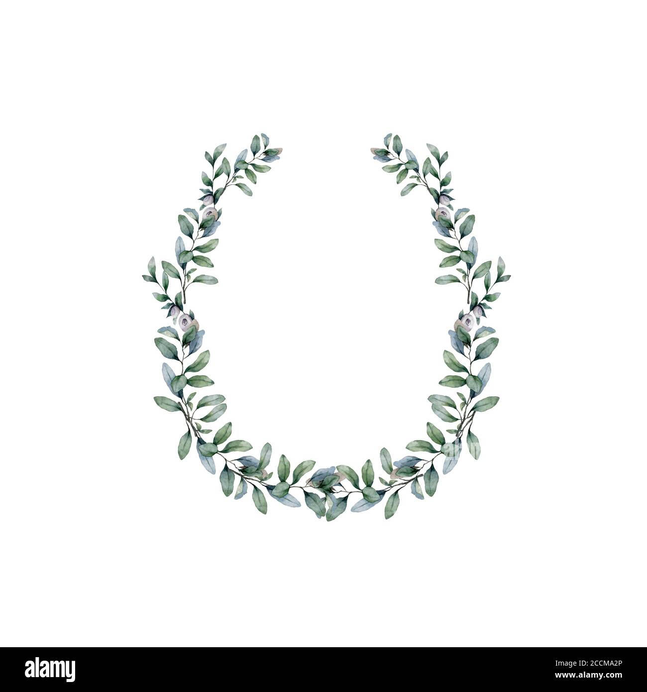 Floral greenery card design: branch green leaves square frame. Wedding ...