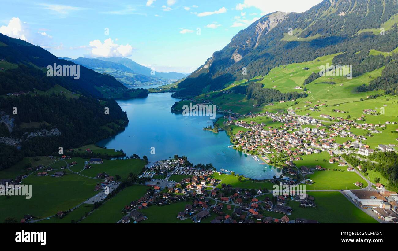 Lake Lungern in Switzerland from above Stock Photo - Alamy