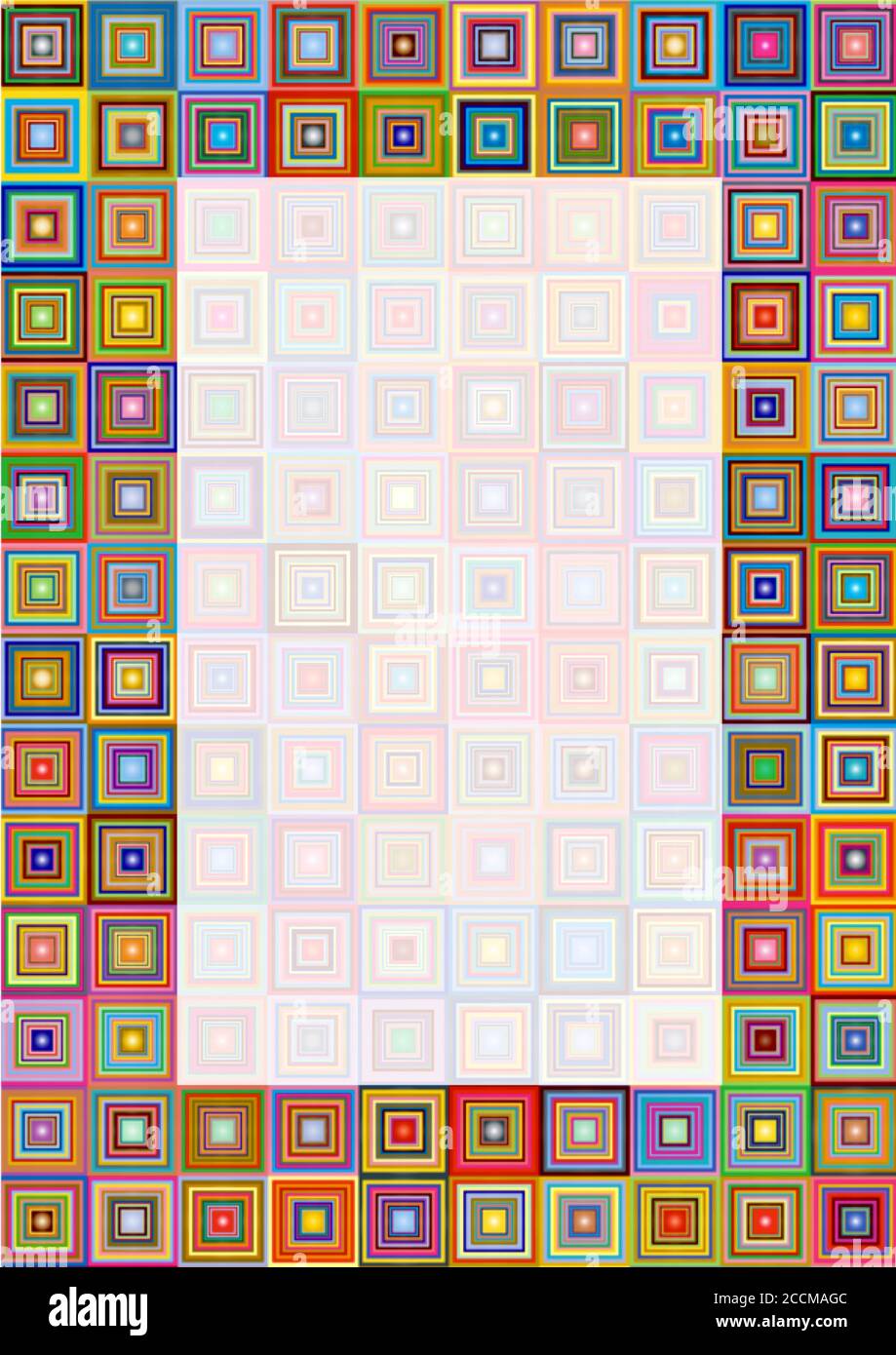 Attractive portrait border design using multi-coloured squares with ...