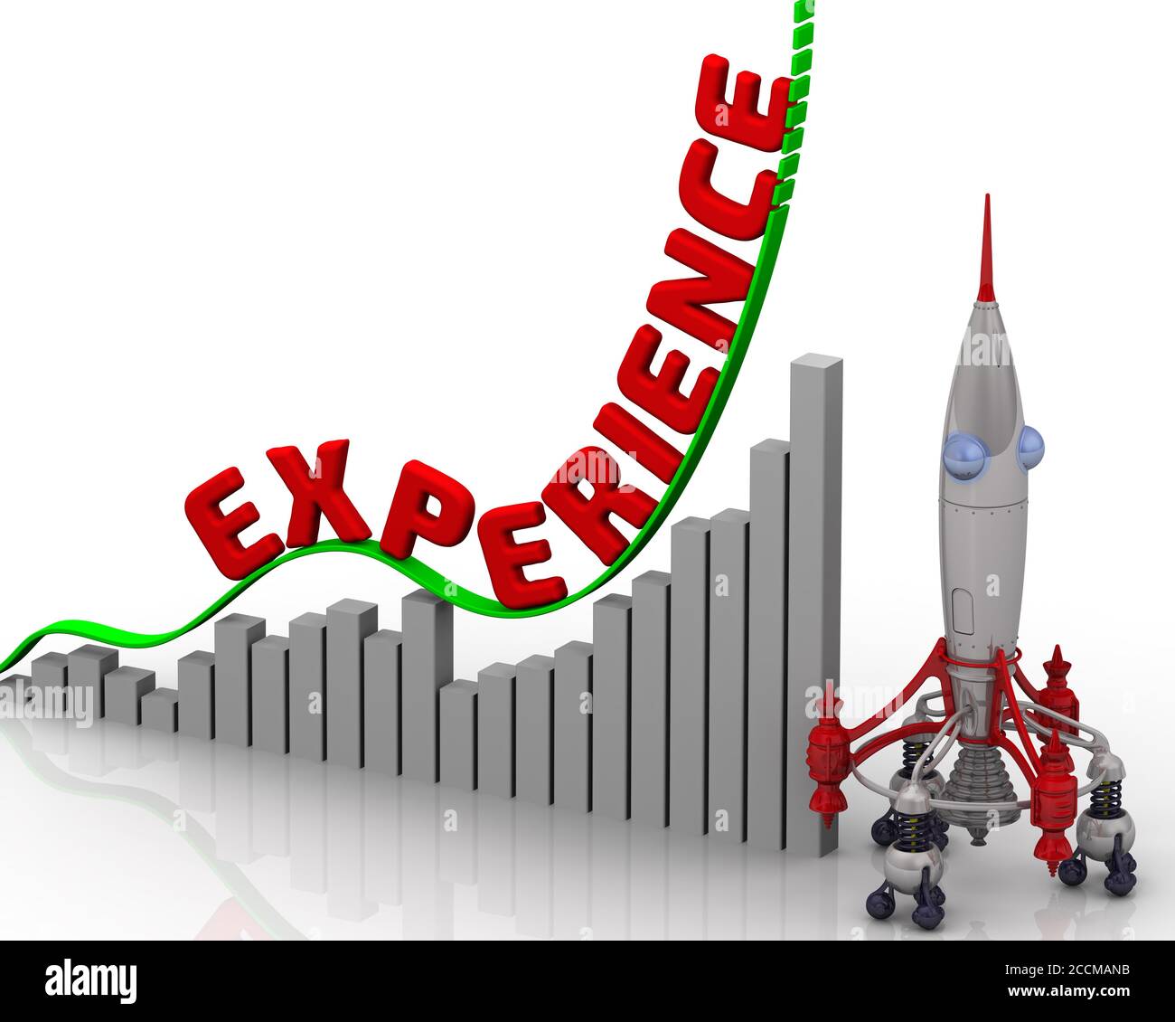 The graph of experience growth. Graph of rapid growth with red word ...