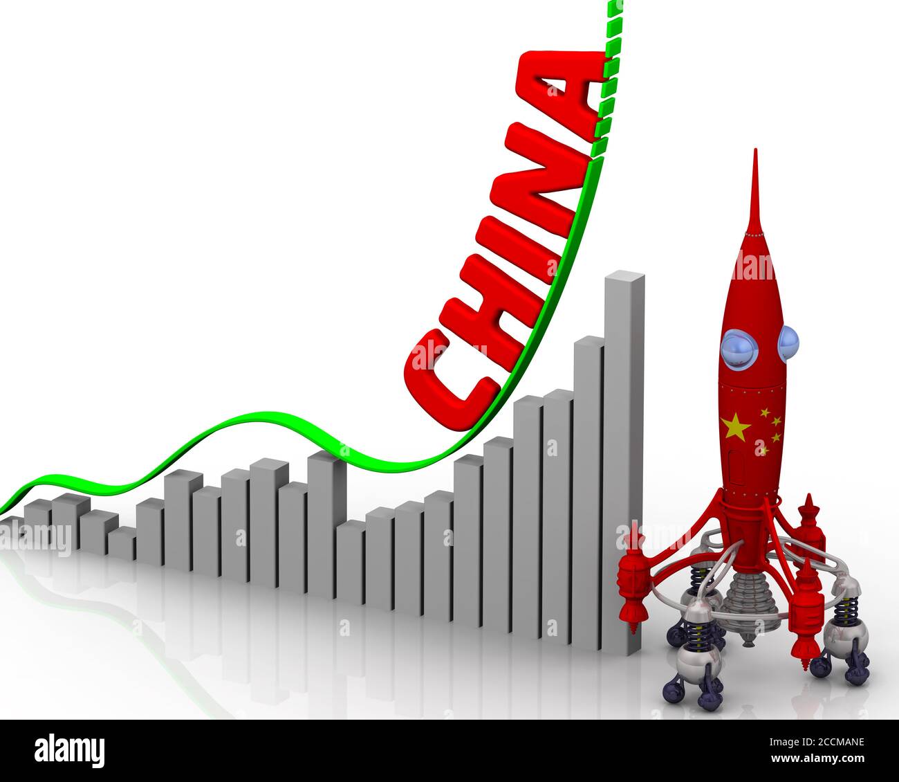 The graph of China success. Graph of rapid growth with red word China ...