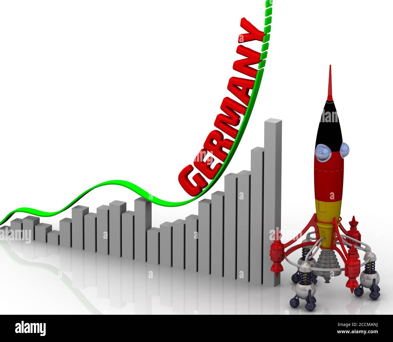 The graph of Germany success. Graph of rapid growth with red word ...