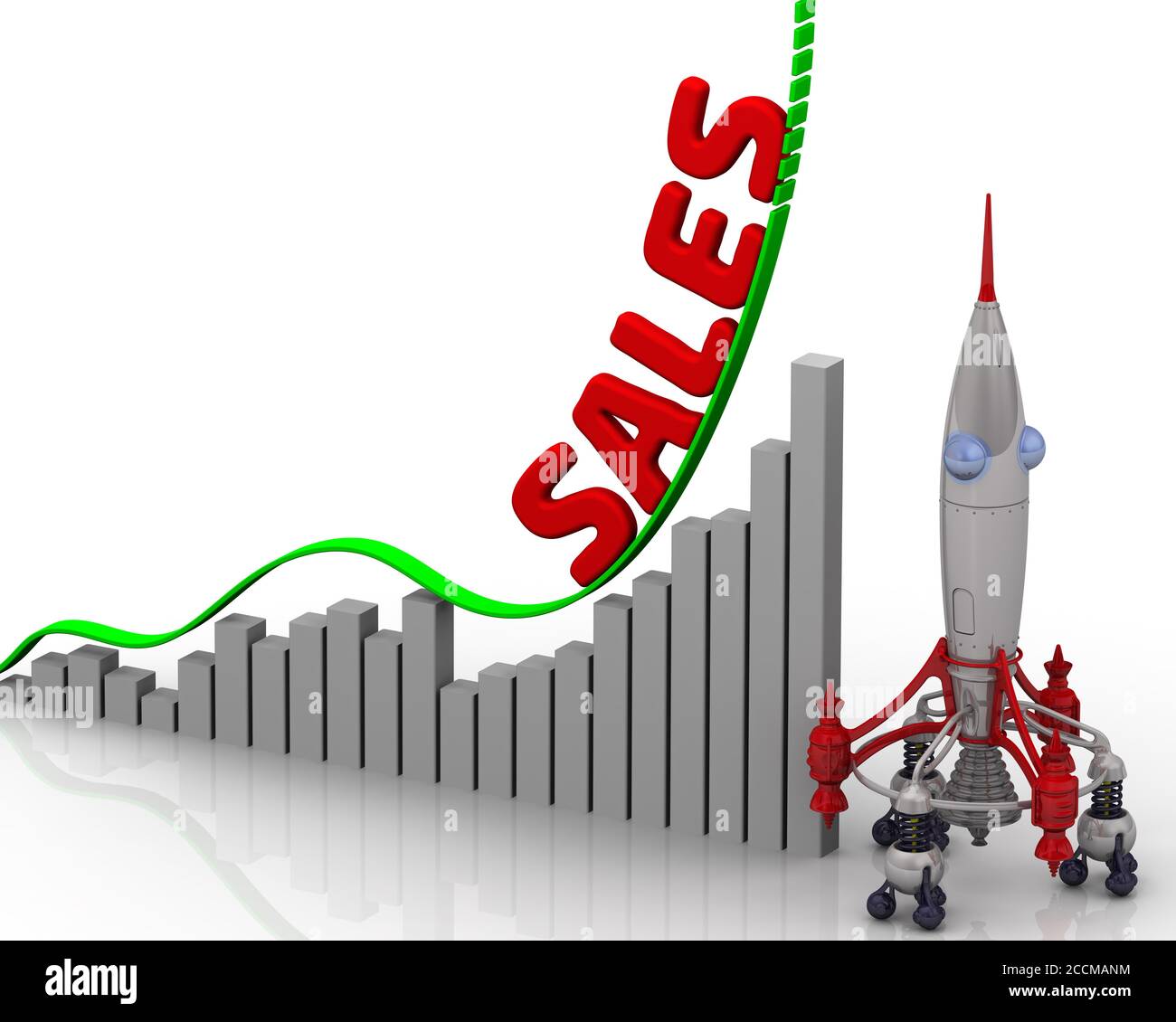 The graph of sales growth. Graph of rapid growth with word SALES and ...