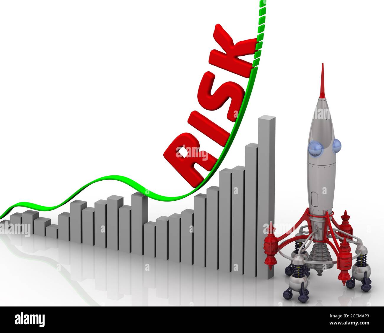 The graph of risk growth. Graph of rapid growth with word RISK and ...