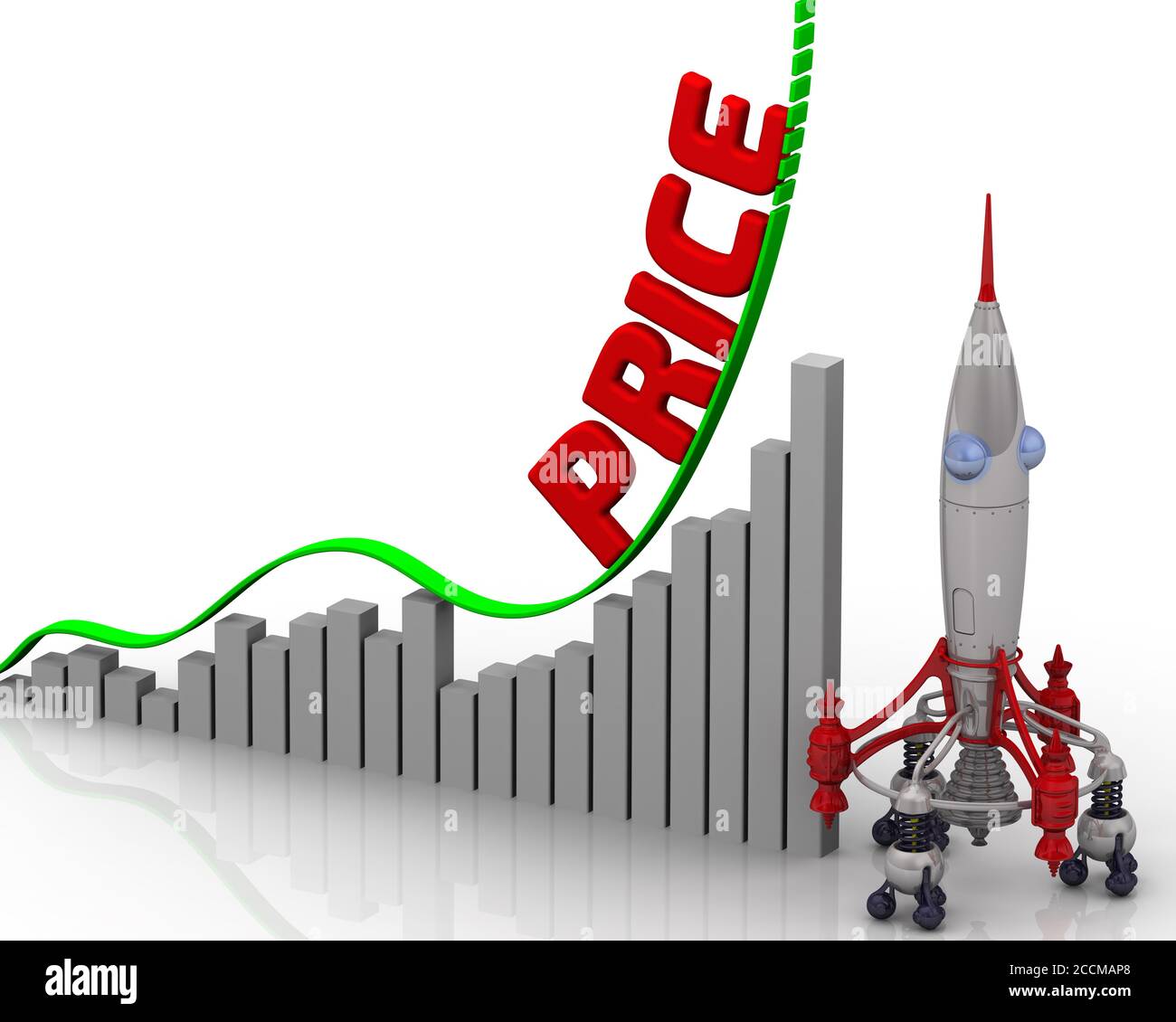 The graph of price growth. Graph of rapid growth with word PRICE and ...