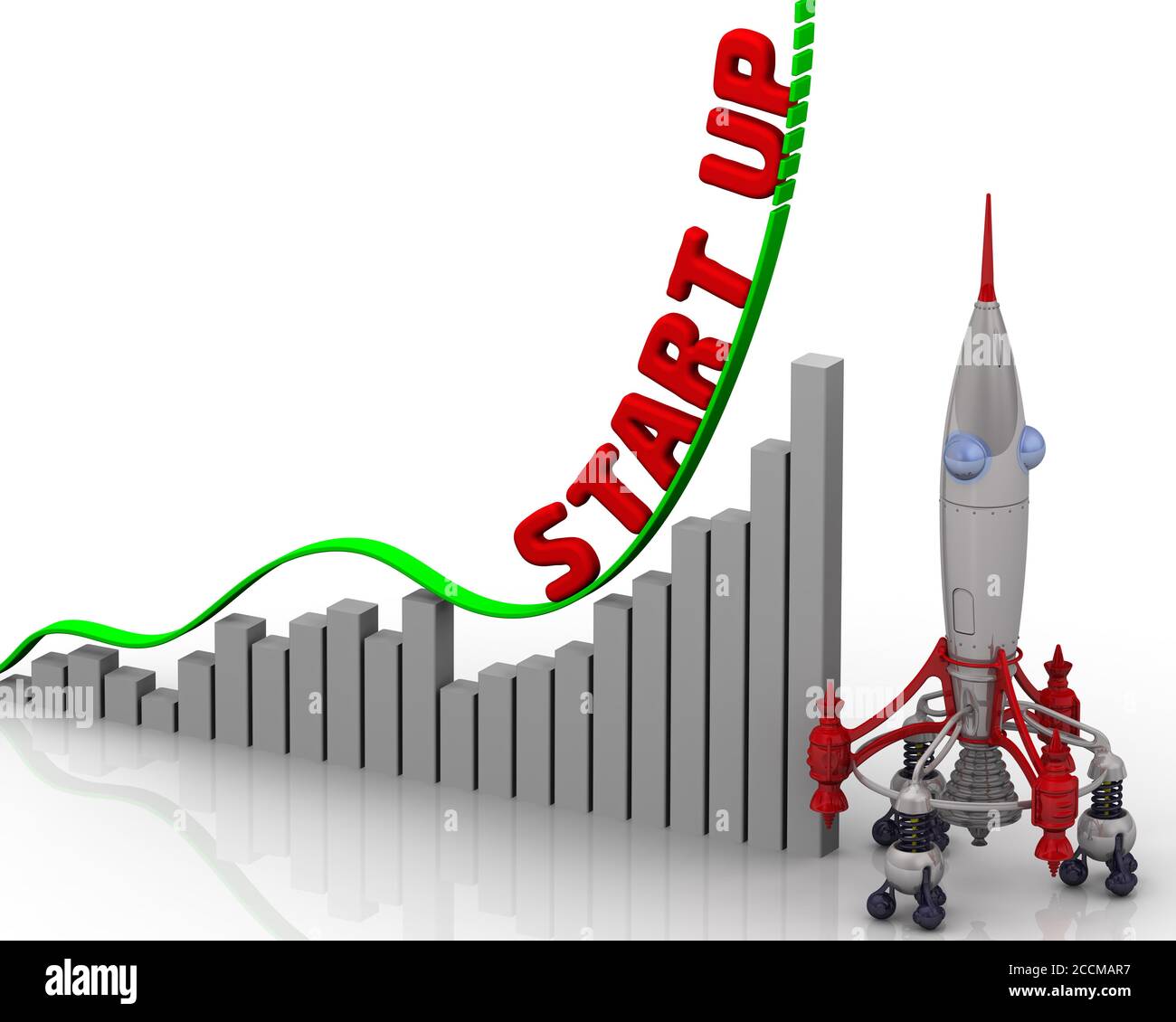 Start up. The graph of growth. Graph of rapid growth with word START UP ...