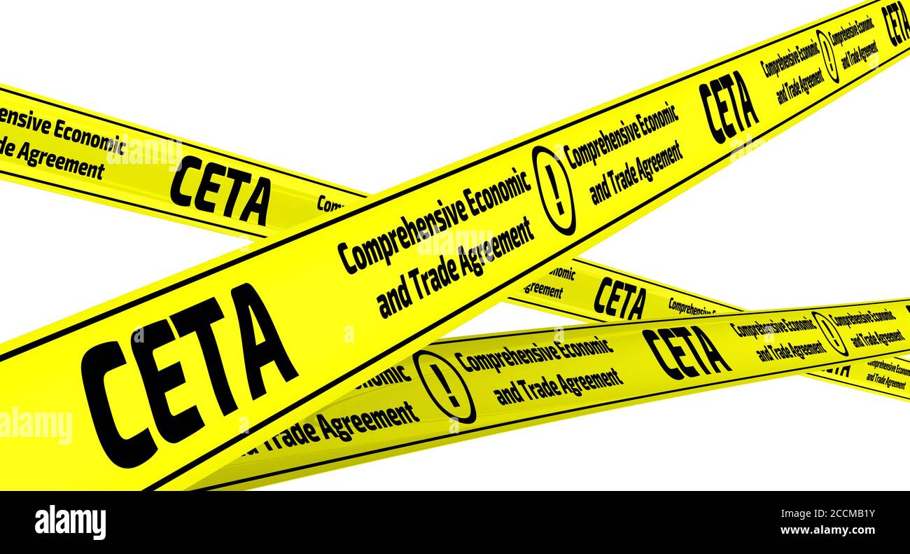 CETA. Yellow warning tapes with inscription CETA. Comprehensive ...