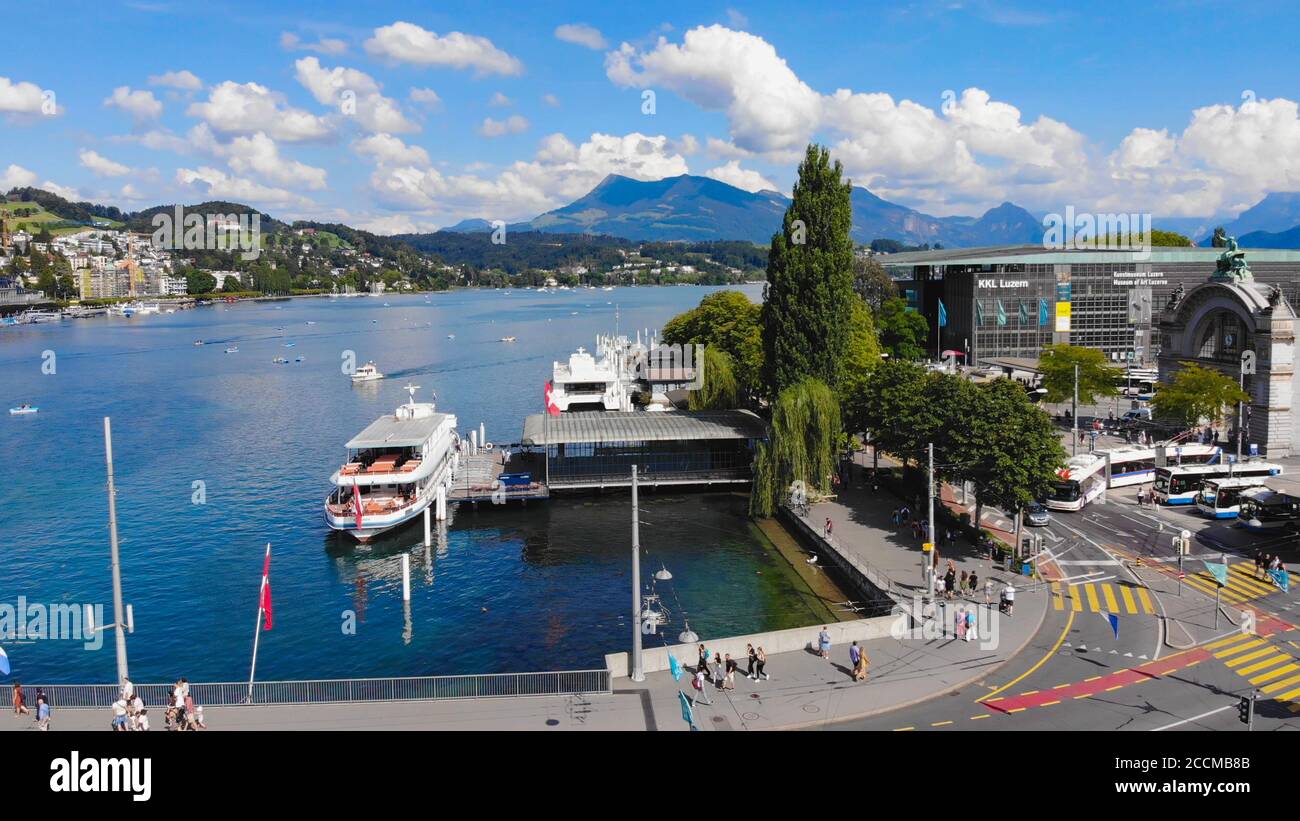 City of Lucerne Switzerland and Lake Lucerne - aerial view Stock Photo ...