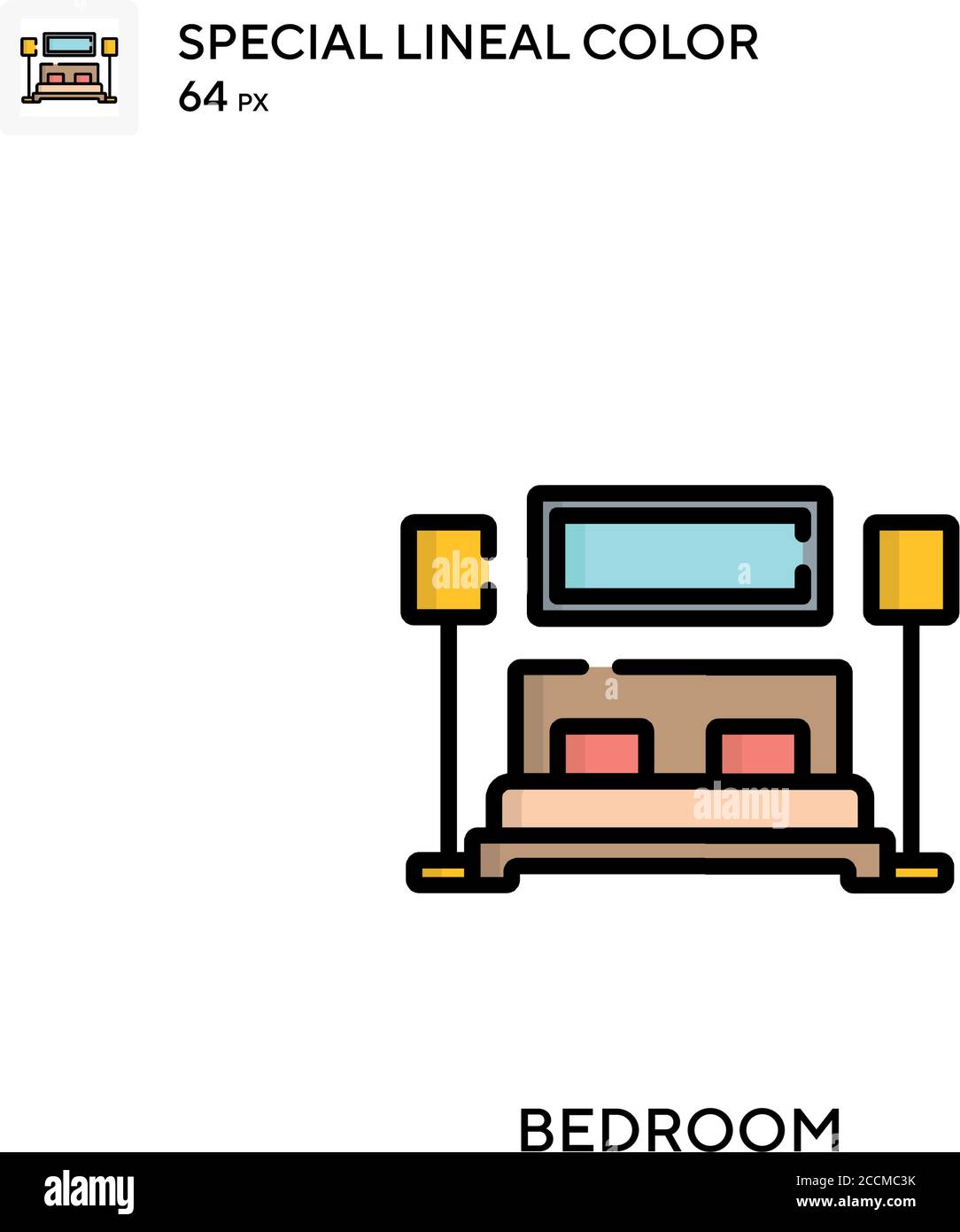Bedroom Special lineal color icon. Illustration symbol design template ...