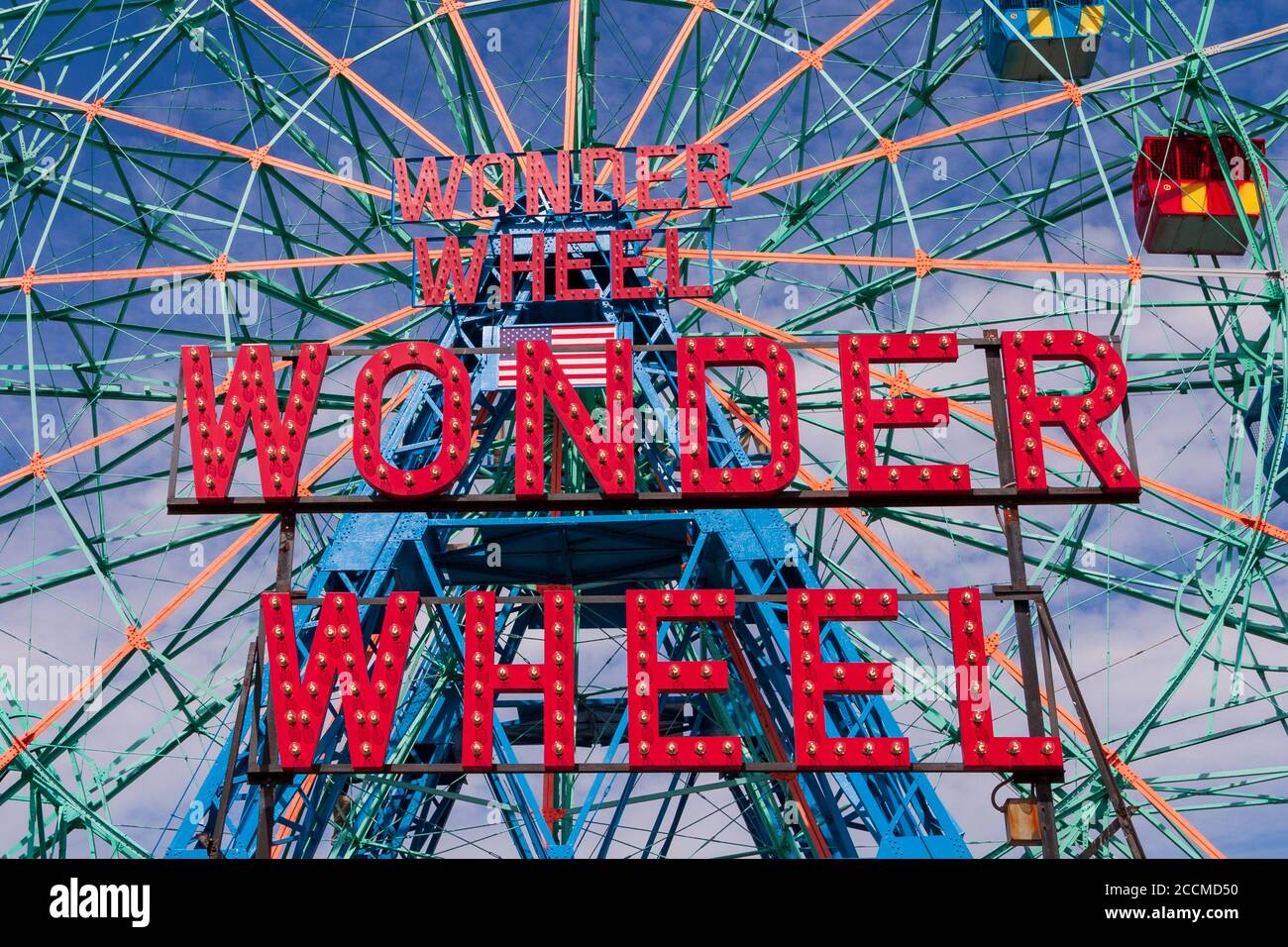 The Wonder Wheel Ferris wheel located at Deno's Wonder Wheel Amusement ...