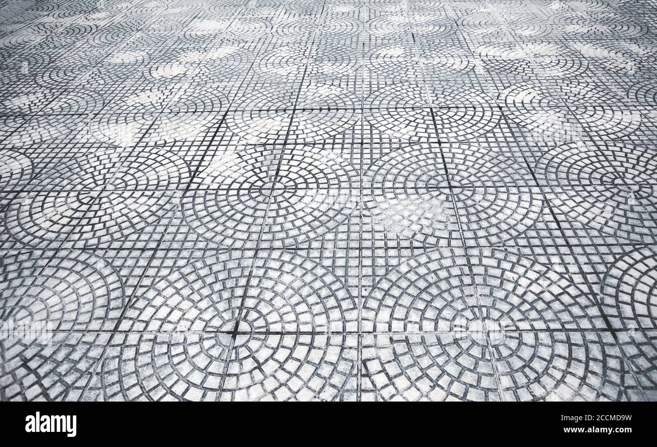 pattern of cement circle floor on outdoor street Stock Photo - Alamy