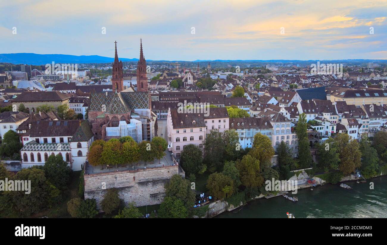 Rhine river bridge with skyscraper in basel hi-res stock photography ...