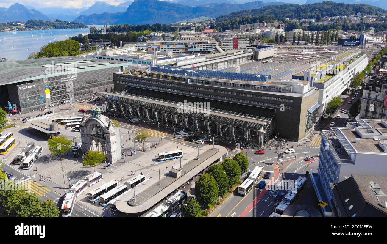 Central station of Lucerne Switzerland from above Stock Photo - Alamy