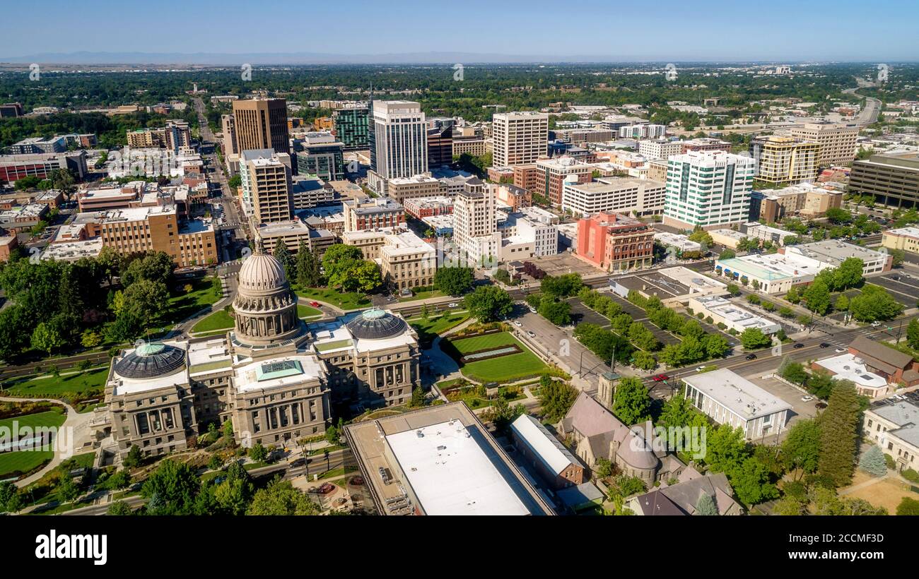 Streets and buildings roll into the distance of a small town Stock ...