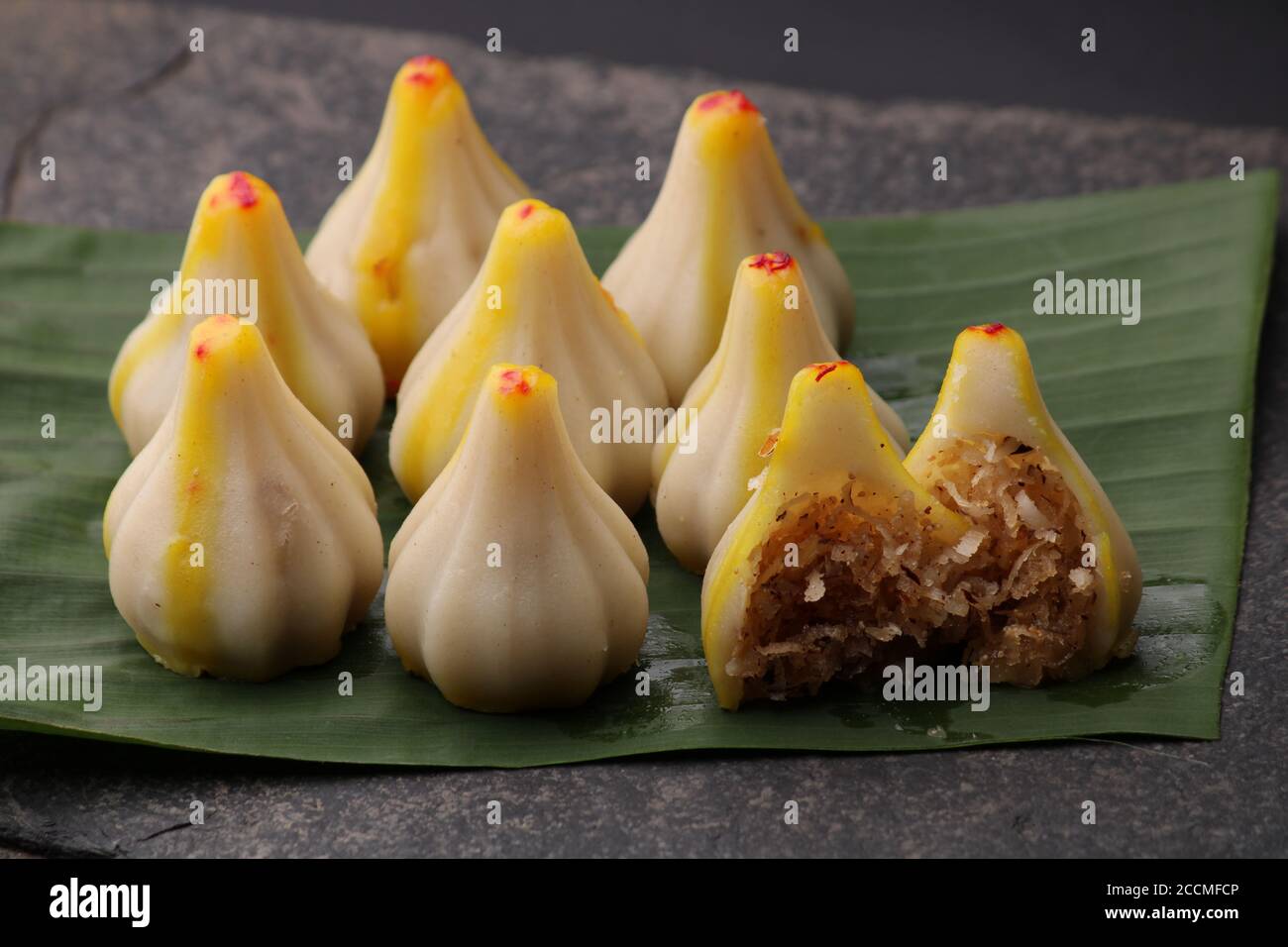 Steamed Modak, made from rice flour and coconut jaggery filling. Modak ...