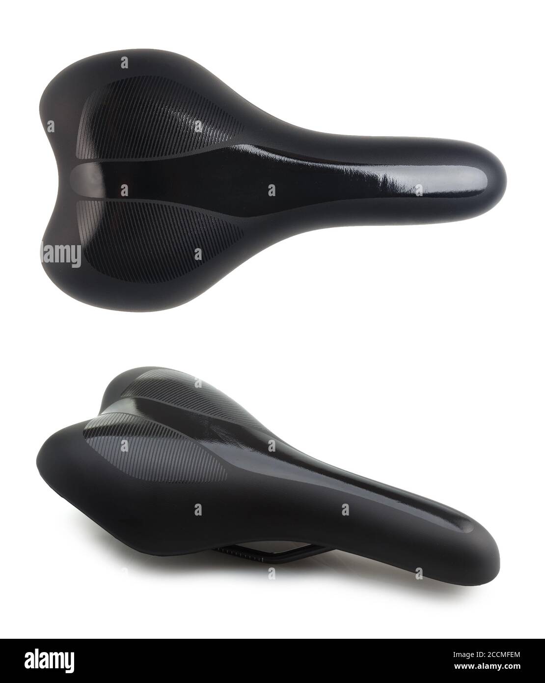 Bicycle seat in two angles. Top view and side view. Isolated on white ...