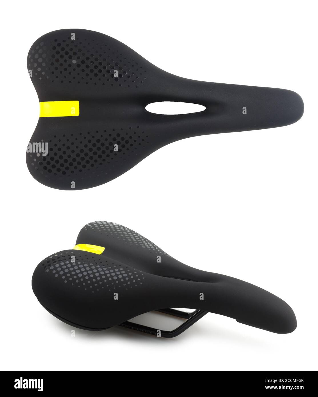 Bicycle seat in two angles. Top view and side view. Isolated on white ...