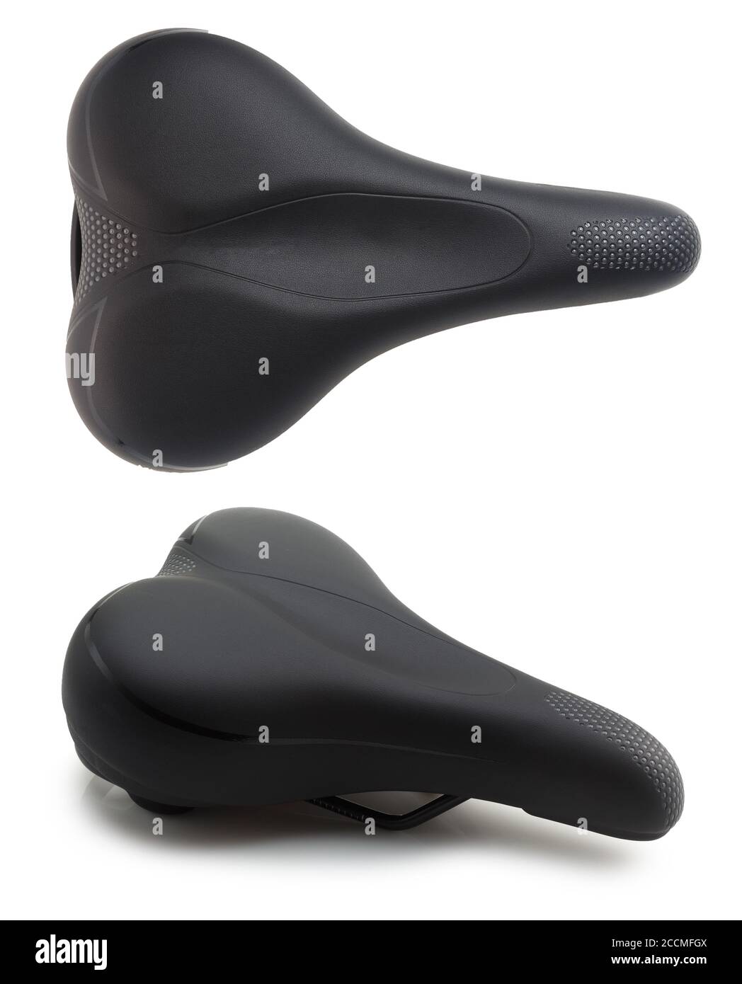 Bicycle seat in two angles. Top view and side view. Isolated on white ...