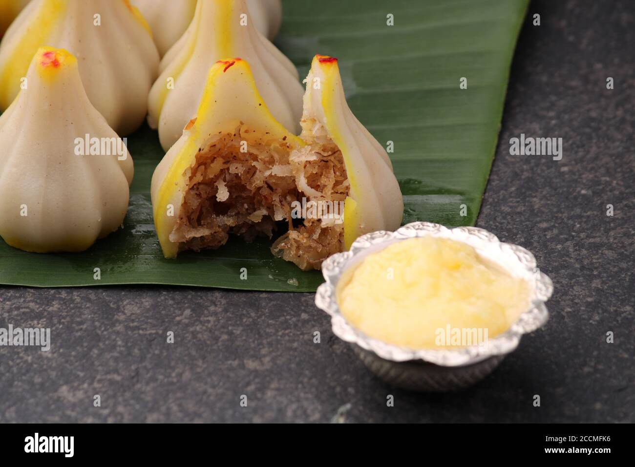 Modak- a traditional dish made on Ganpati festival in India. Served ...