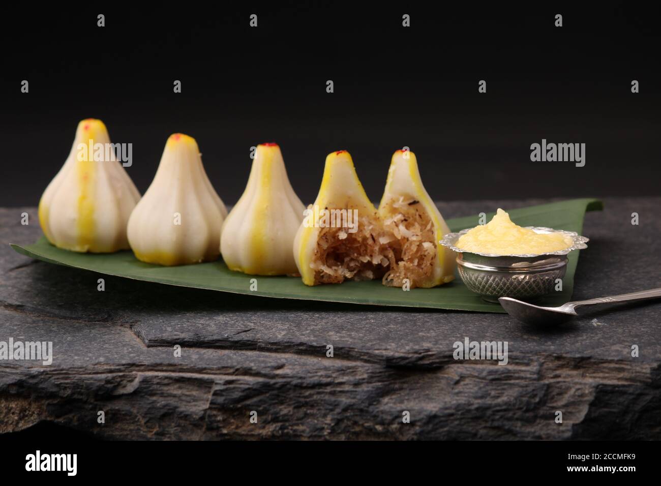 Modak- a traditional dish made on Ganpati festival in India. Served ...