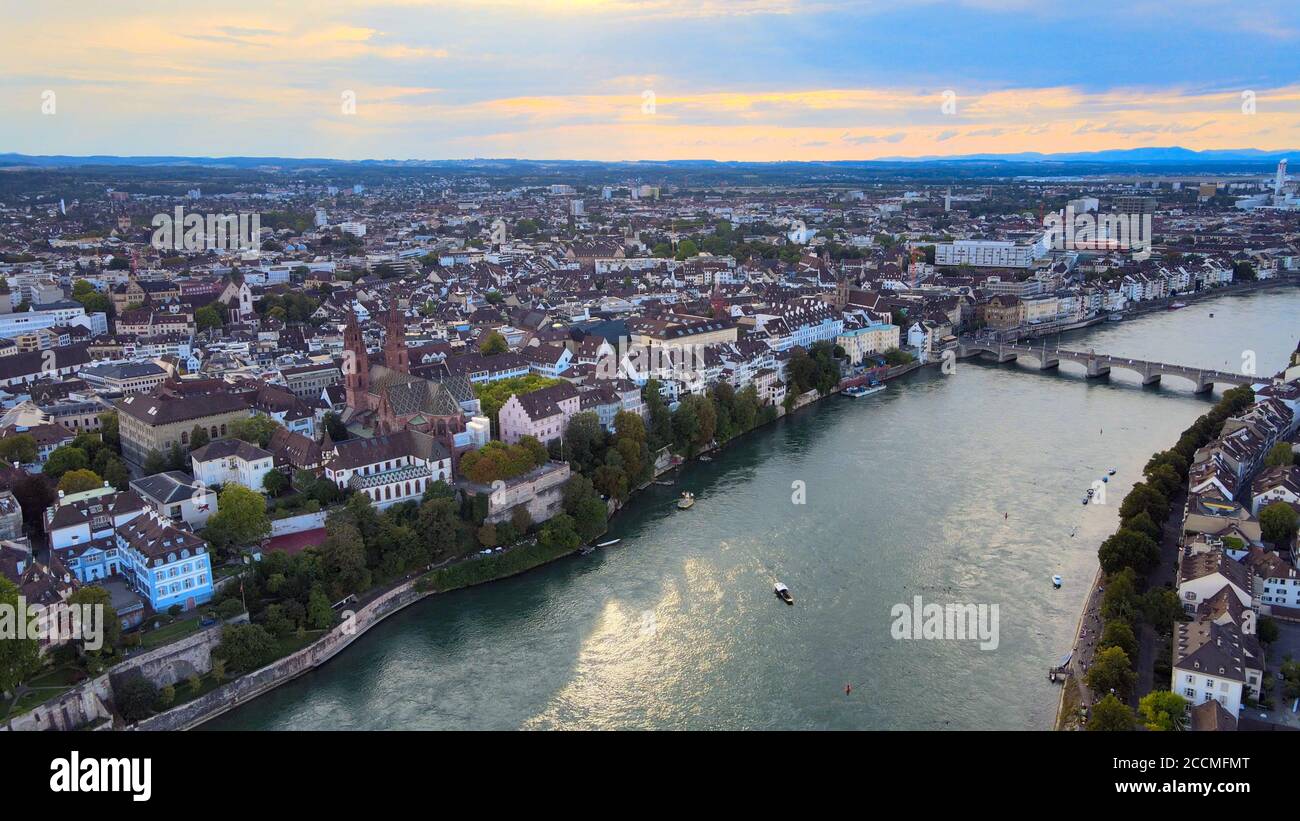 Rhine river bridge with skyscraper in basel hi-res stock photography ...