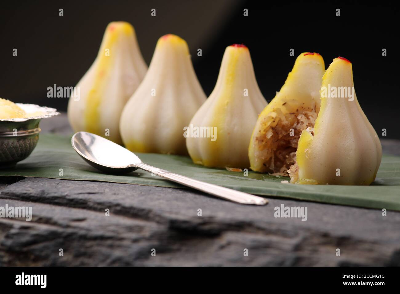 Modak- a traditional dish made on Ganpati festival in India. Served ...