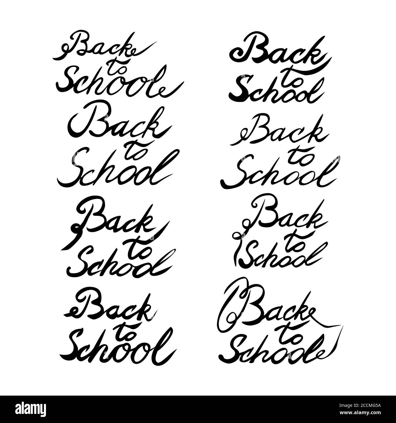 set of calligraphy black ink lettering back to school Stock Vector ...