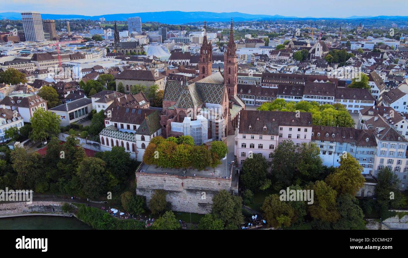 Rhine river bridge with skyscraper in basel hi-res stock photography ...