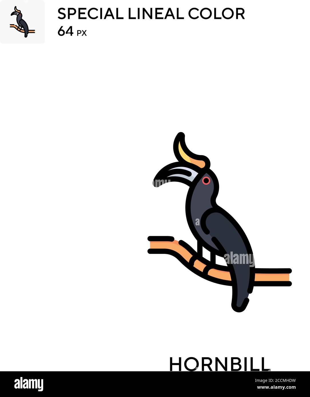 Hornbill Special lineal color icon. Illustration symbol design template for web mobile UI ...